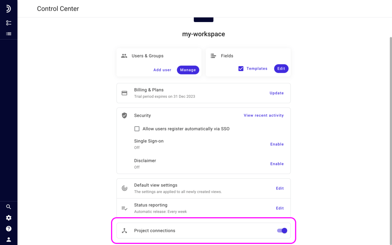Everything on project connections - Projects Radar